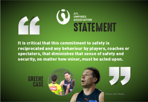 Statement from the AFL Umpires Association - Greene case - AFLUA